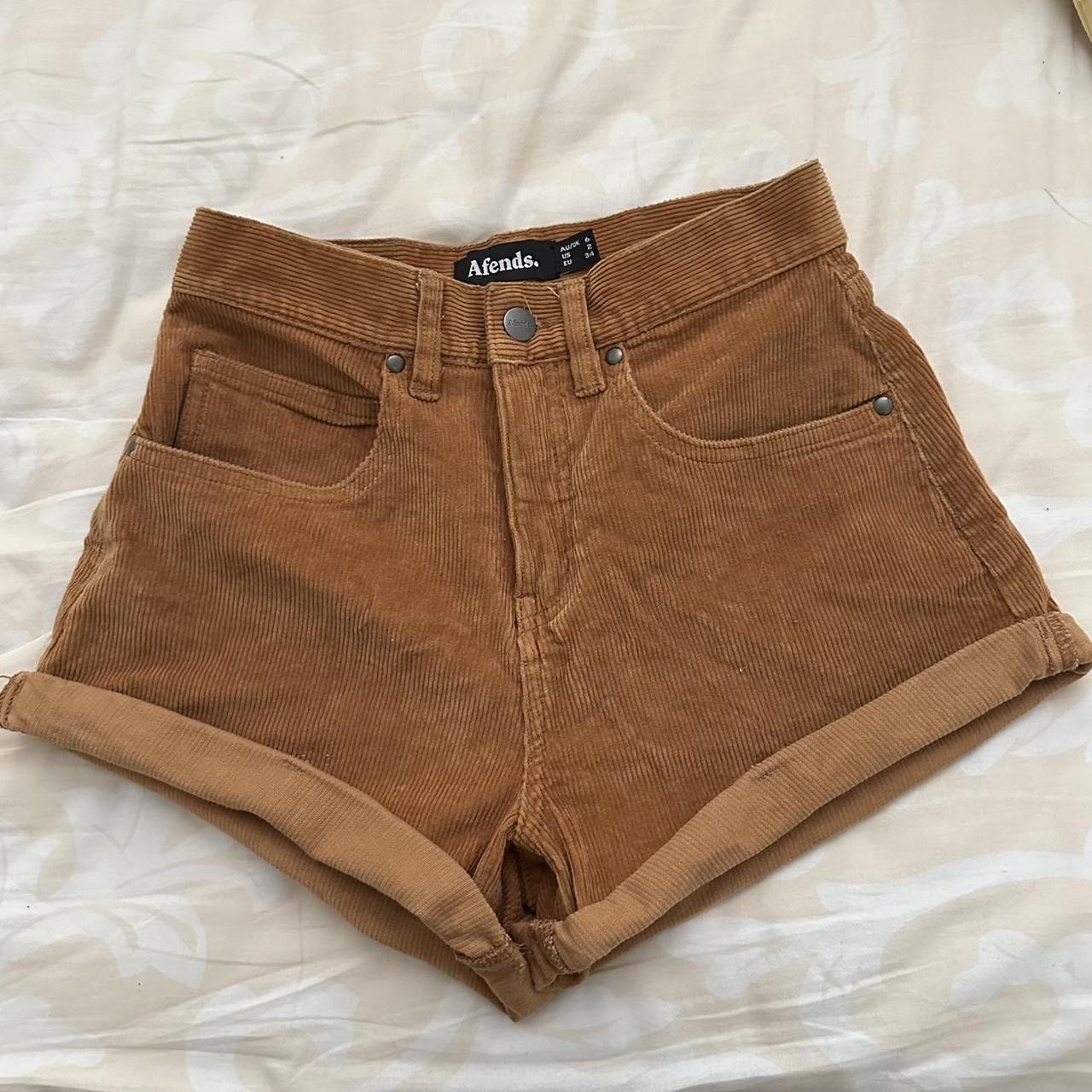 Afends corduroy shorts in a brown/orange colour size... - Depop