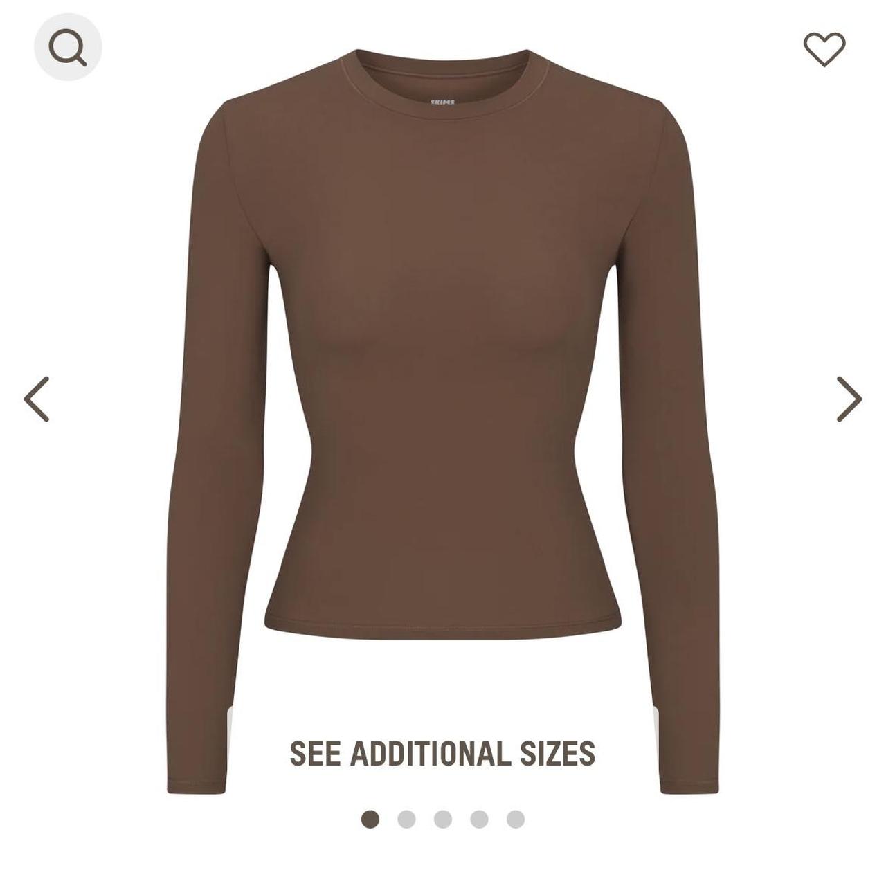 Skims fits everybody long sleeve brown tee in UMBER... - Depop