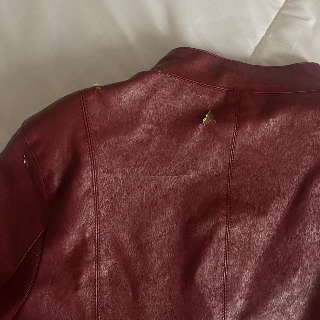Cherry/ wine red leather jacket - size... - Depop