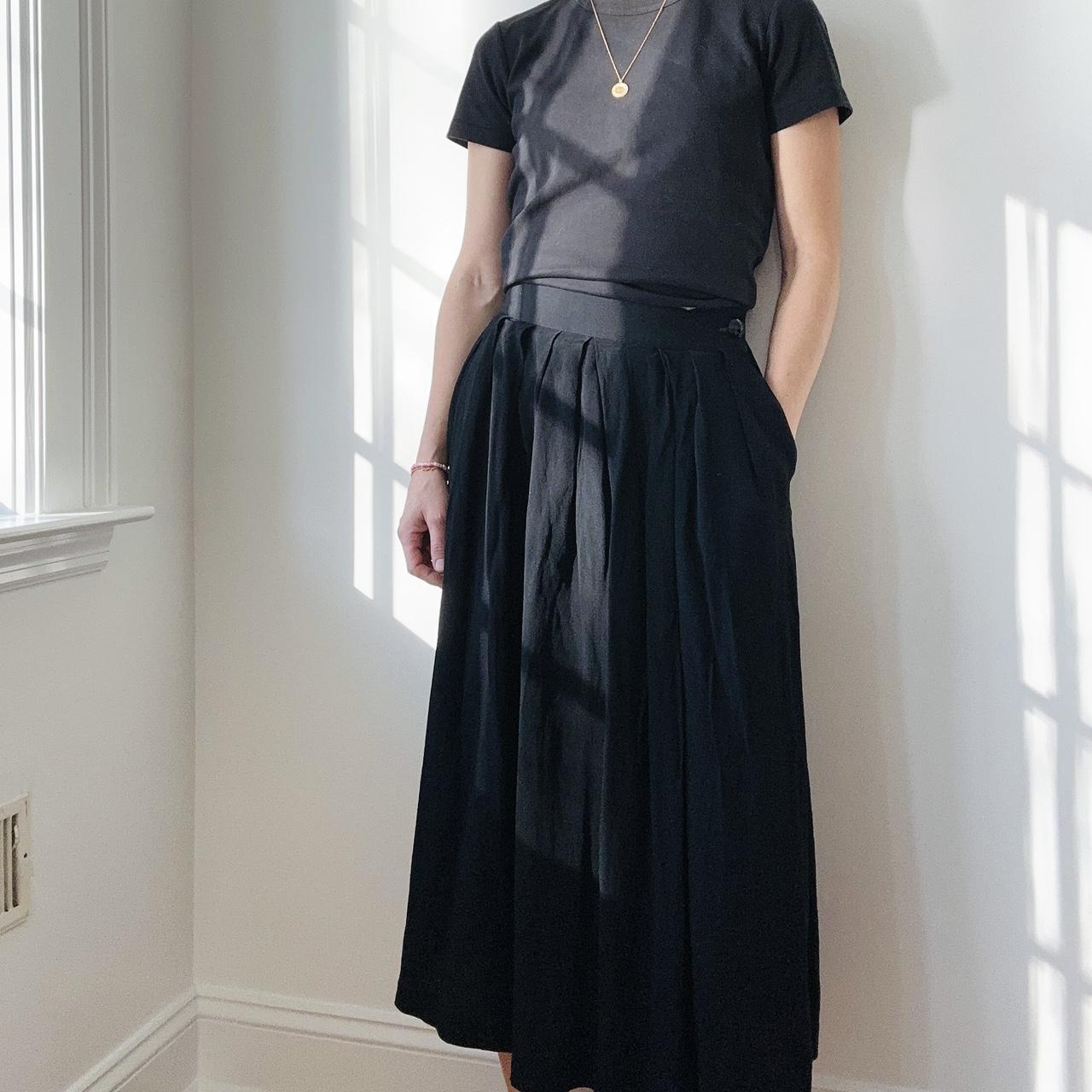 Vintage High Rise Black Maxi Pleated Skirt with... - Depop