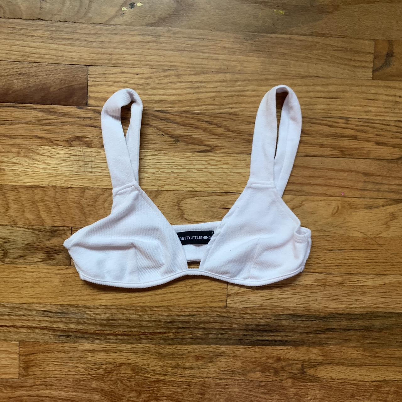 PLT bralette, white ribbed material Size 4, worn once - Depop