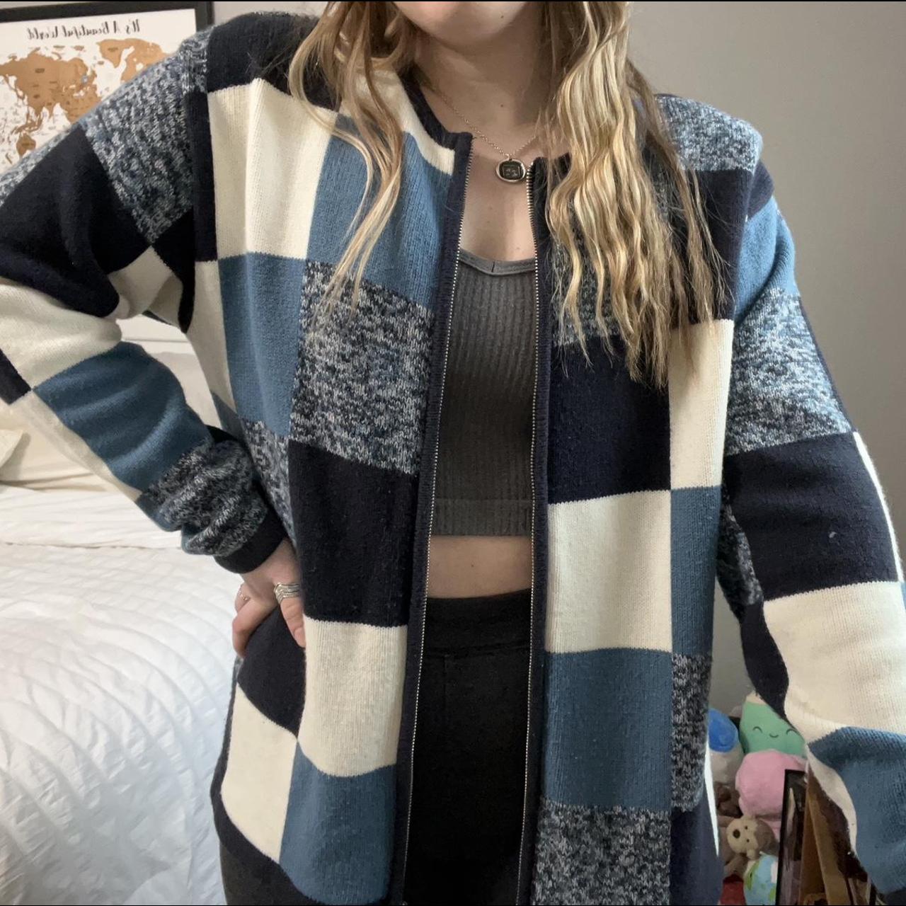 blue patchwork zip up 🦋🪞🧵 brand: dress barn size:... - Depop