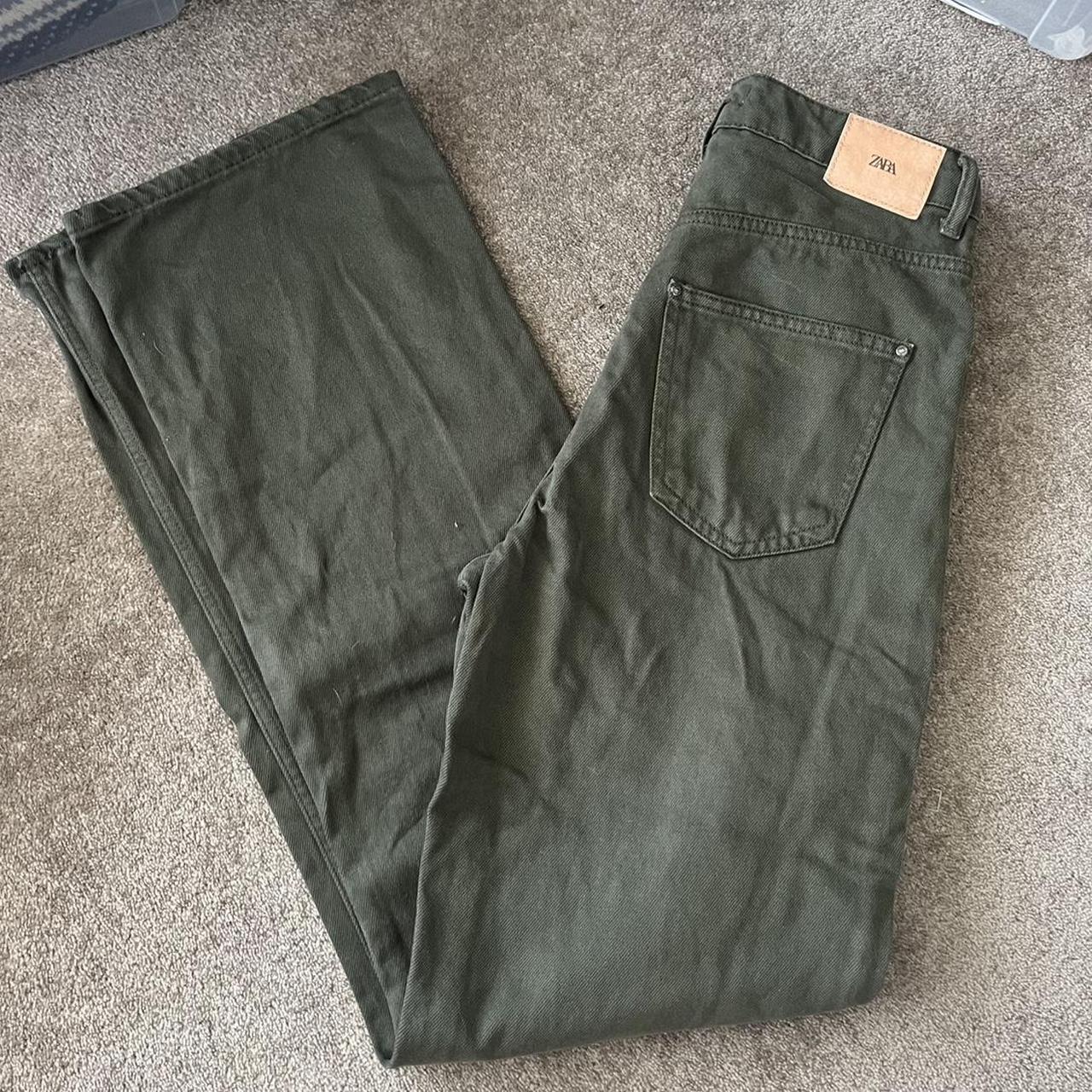 ZARA GREEN HIGH RISE JEANS quite high waisted,... - Depop