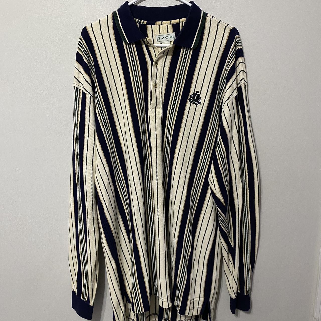 90s Sriped Long Sleeve IZOD Polol Shirt - great... - Depop