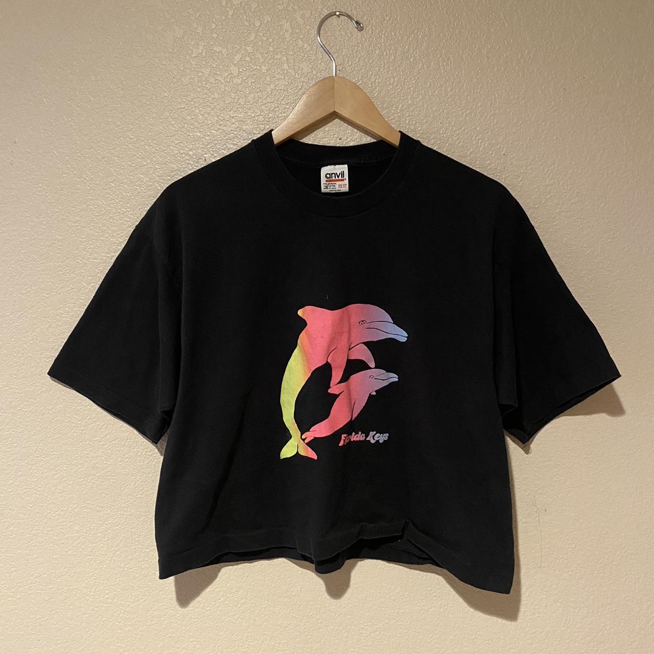 90s Florida Keys Dolphin Cropped T-shirt - women’s... - Depop