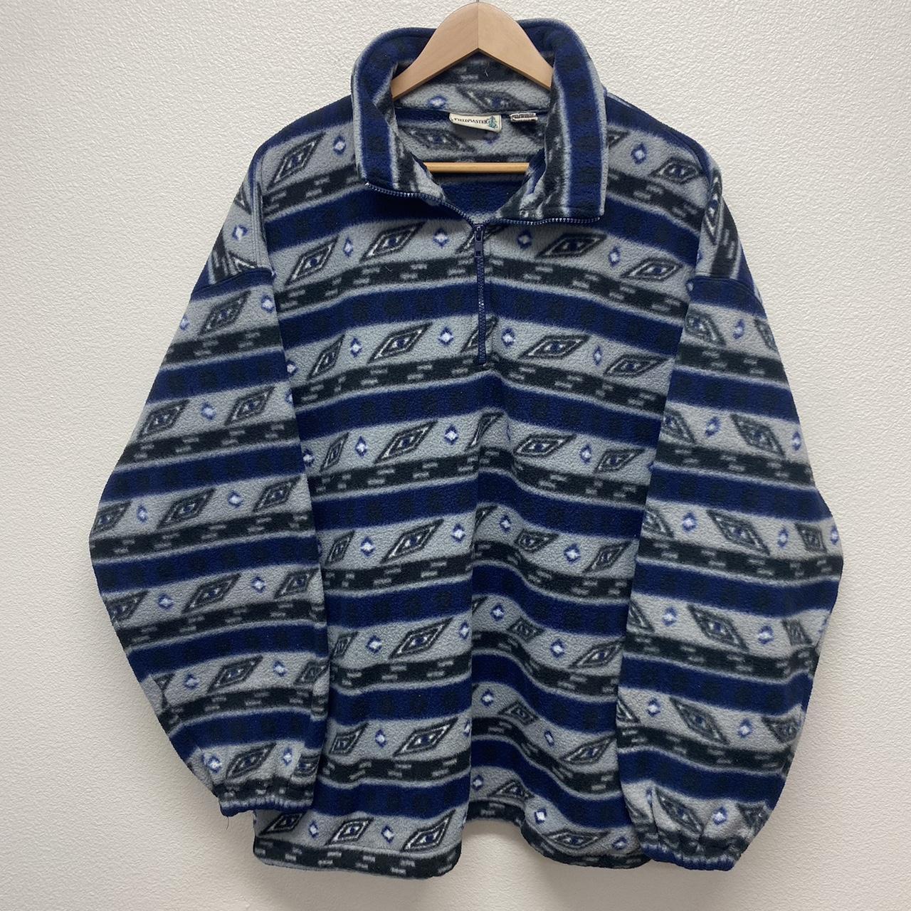 90s Patterned Fleece Jacket - awesome pattern - good... - Depop