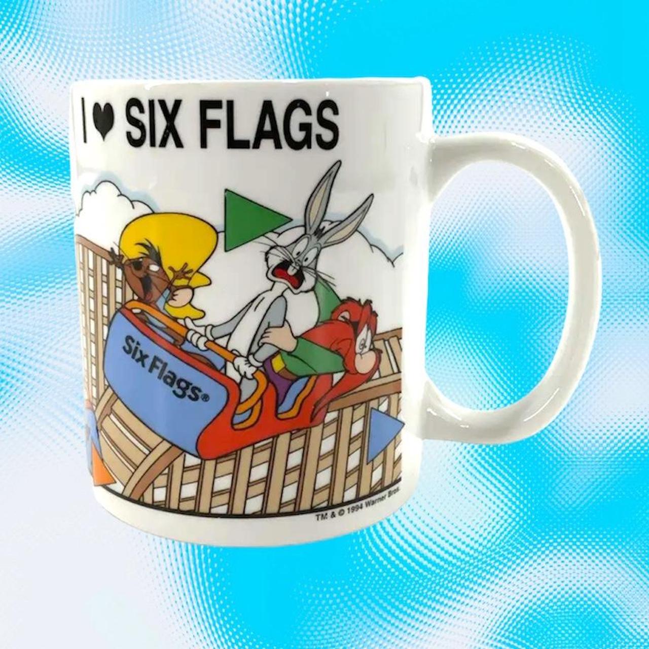 Vintage Six Flags Mug Looney Tunes 1994 Coffee Cup... - Depop