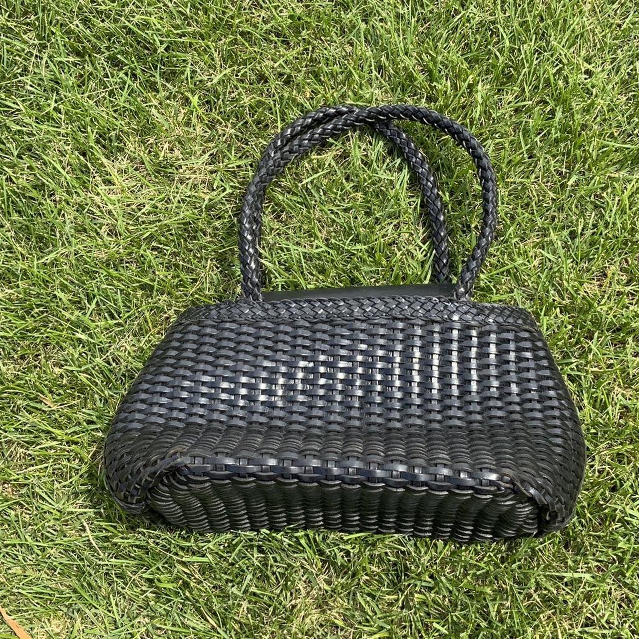 CEM black Leather Woven Purse Mermaid Core Shoulder... - Depop