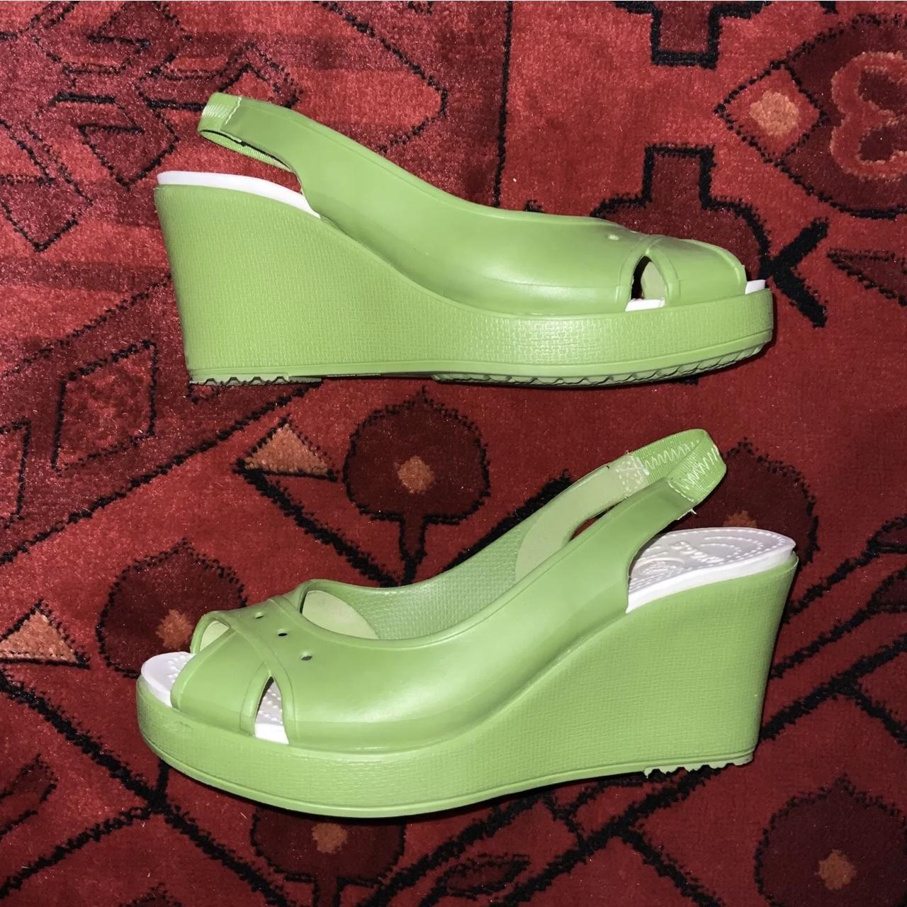 Crocs Farrah Slingback Wedge Heels Peep Toe Rubber... - Depop