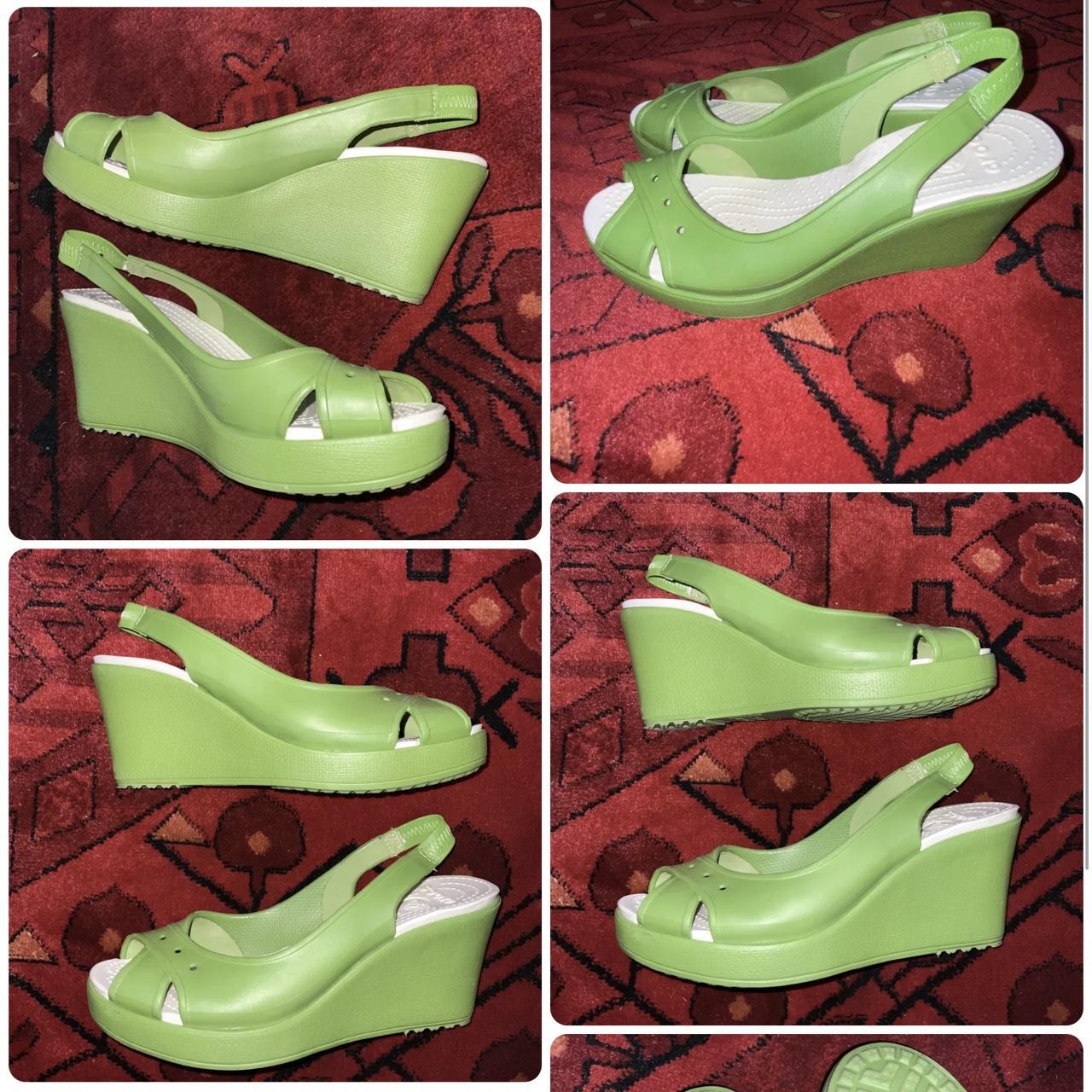 Crocs Farrah Slingback Wedge Heels Peep Toe Rubber... - Depop