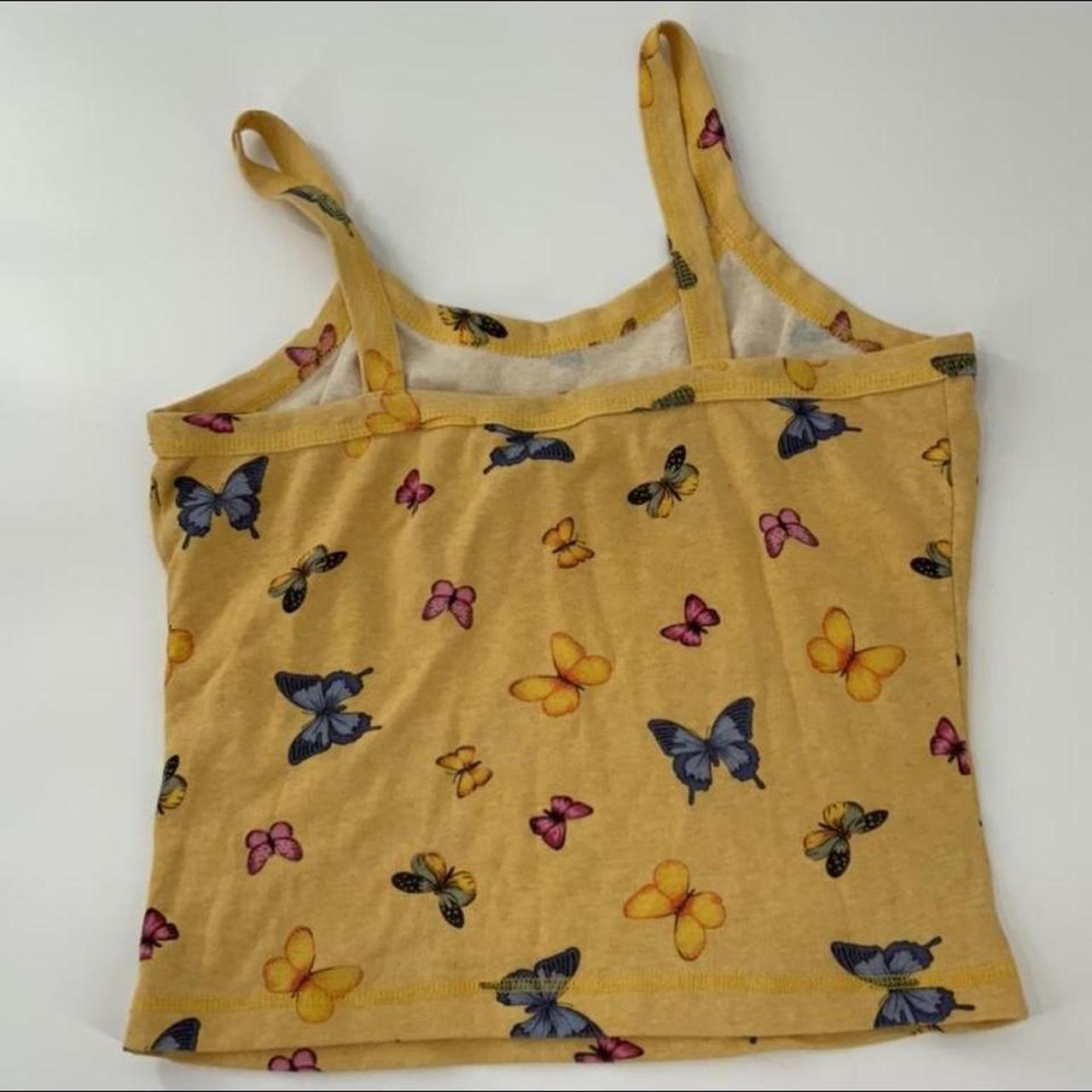 Vintage 90s y2k size large butterfly tank top Pit to... - Depop