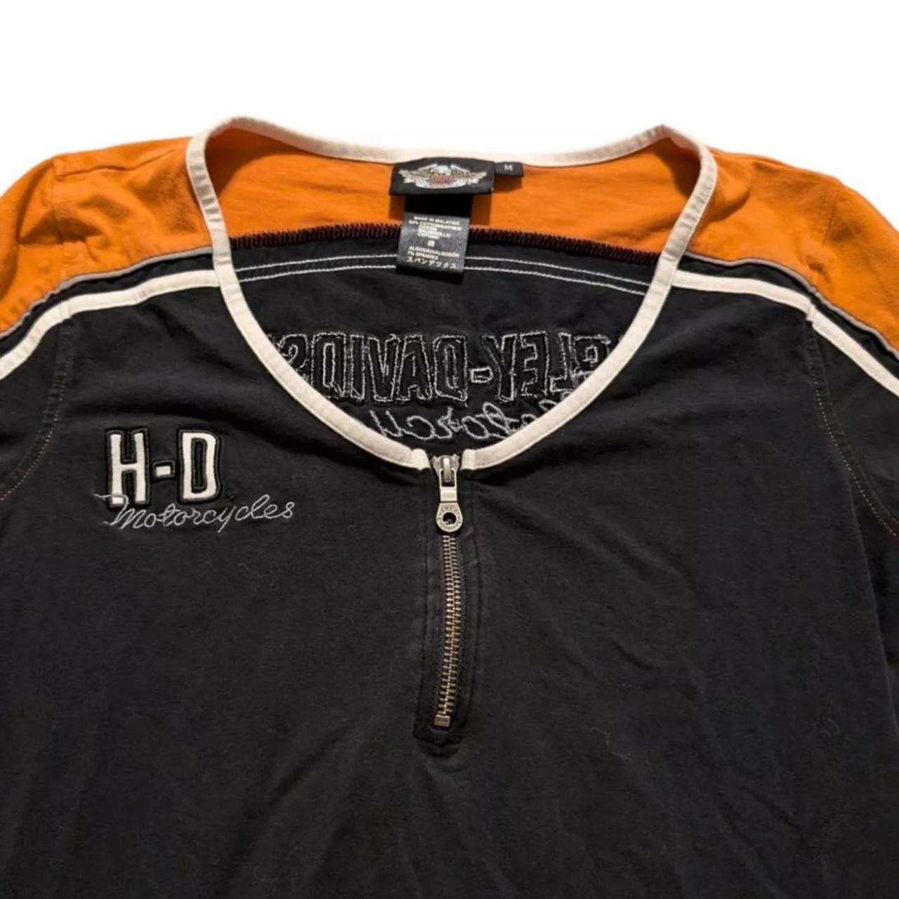 Vintage Harley Davidson 1/4 Zip T-Shirt Womens Sz M... - Depop