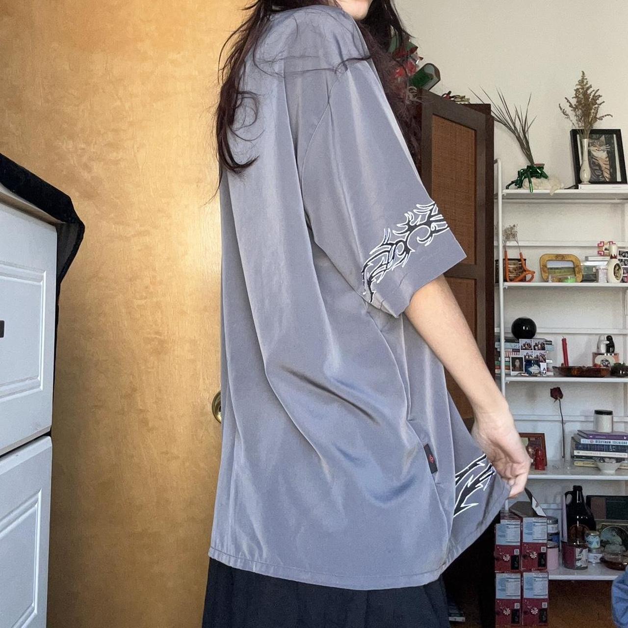 Tribal gray button down, some stains pictured on... - Depop