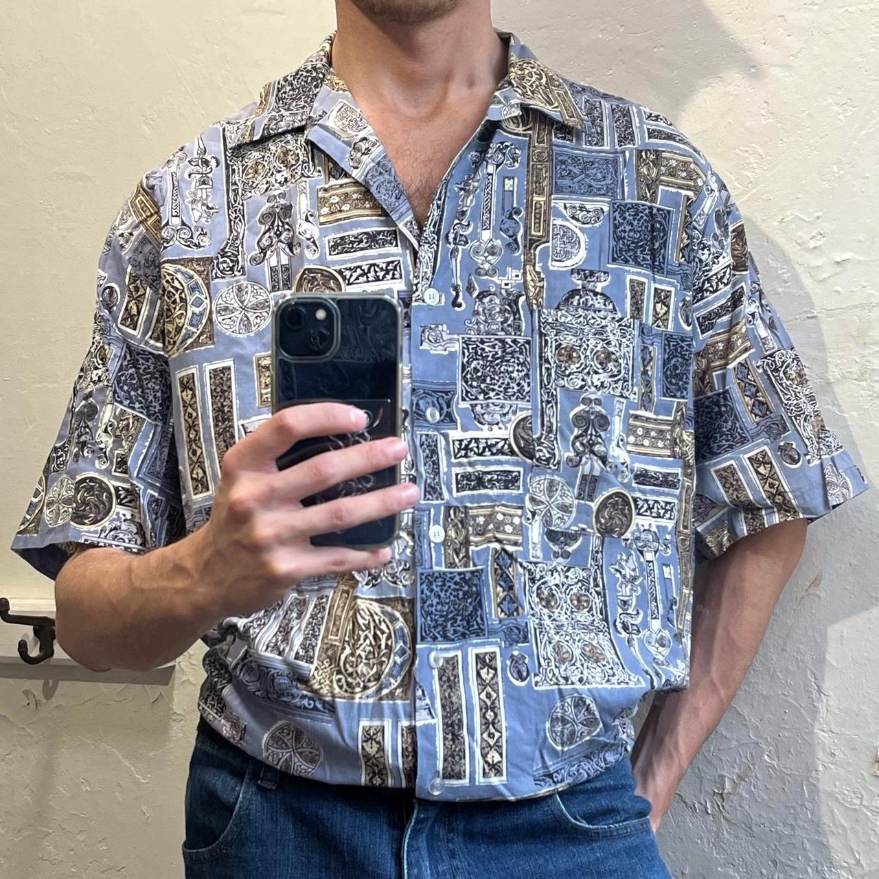 Blue party shirt Brand: Colourways - Depop