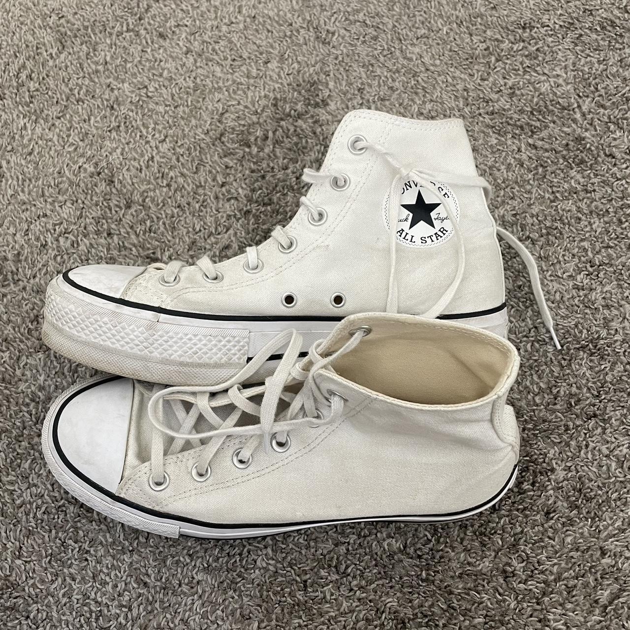 white high top platforms converse womens 6 in rly... - Depop
