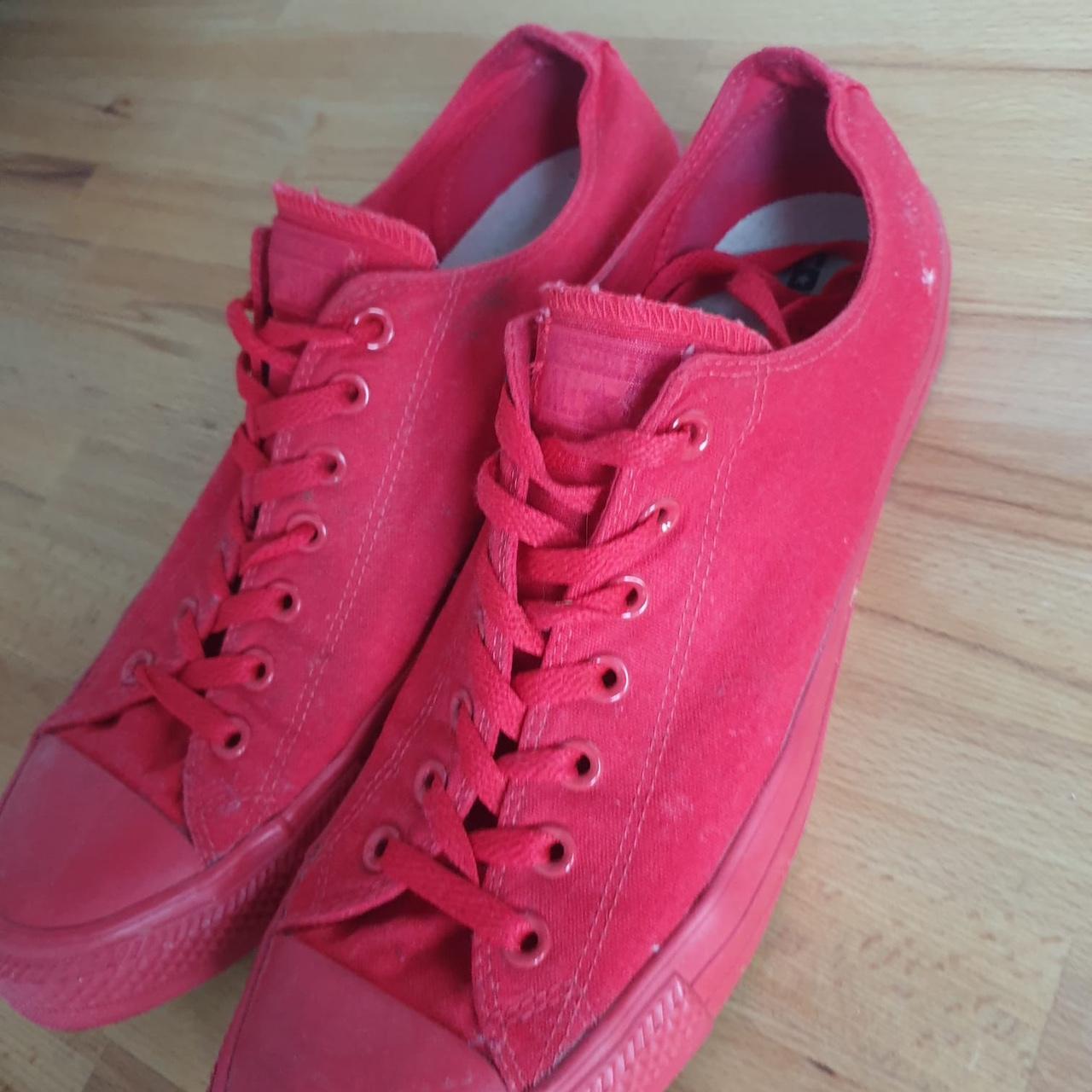 All red Converse Great condition barely worn Size... - Depop