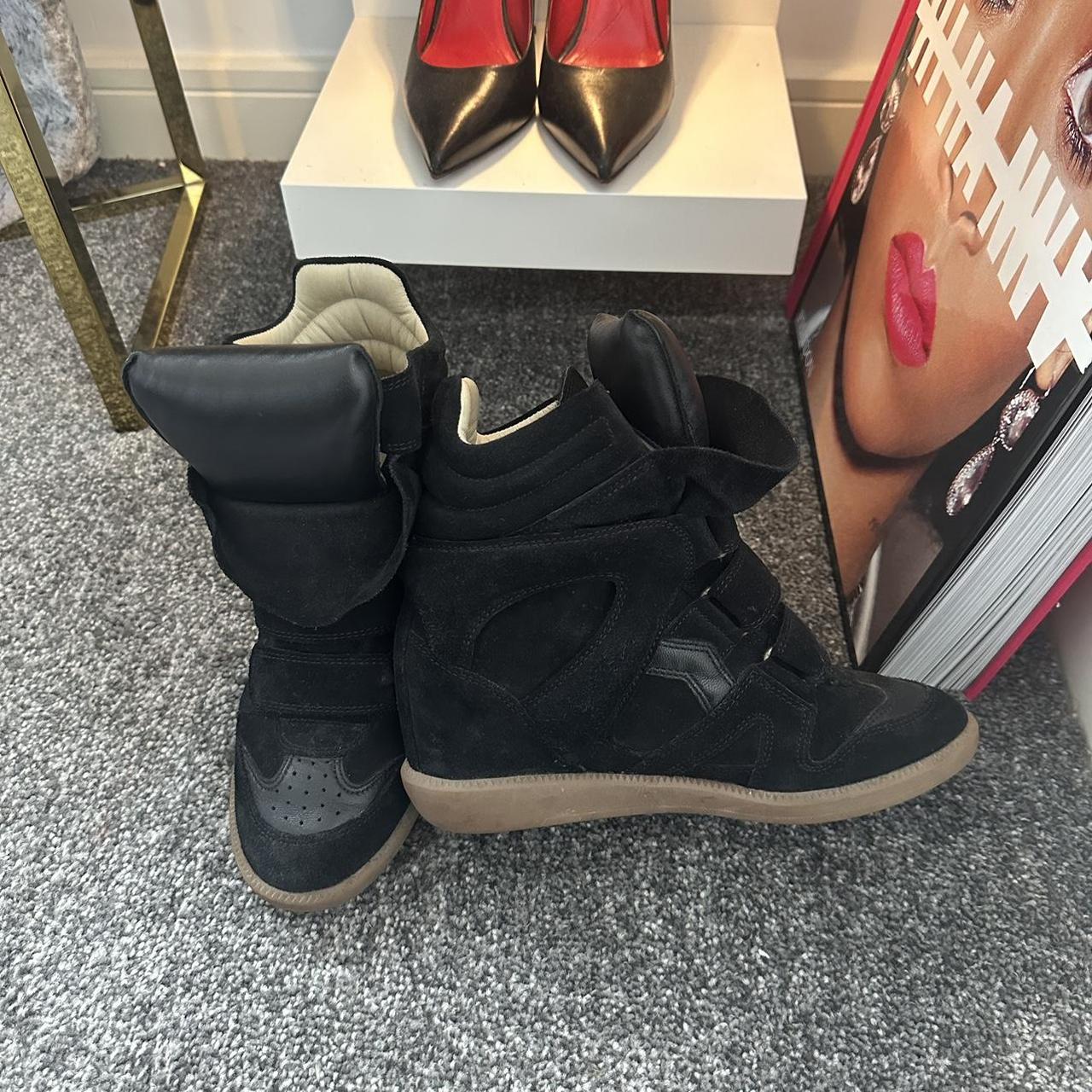 black isabel marant hidden heel sneakers size 38... - Depop
