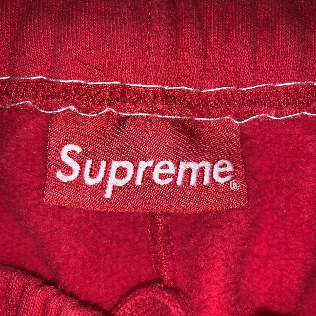 Red Supreme Big Stitch sweatpants from 2020 Only... - Depop