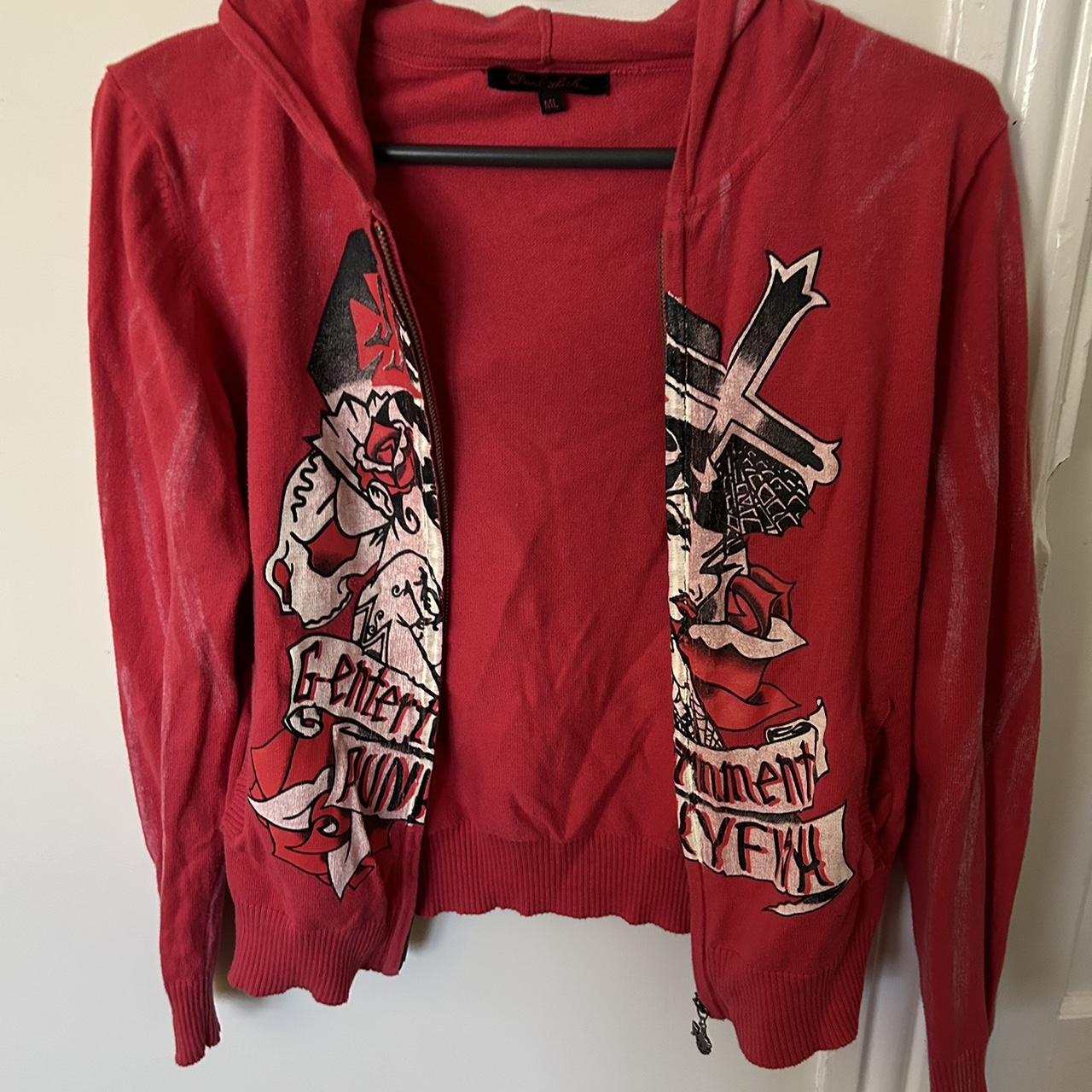 Gorgeous vintage y2k punky fish pink zip up... - Depop