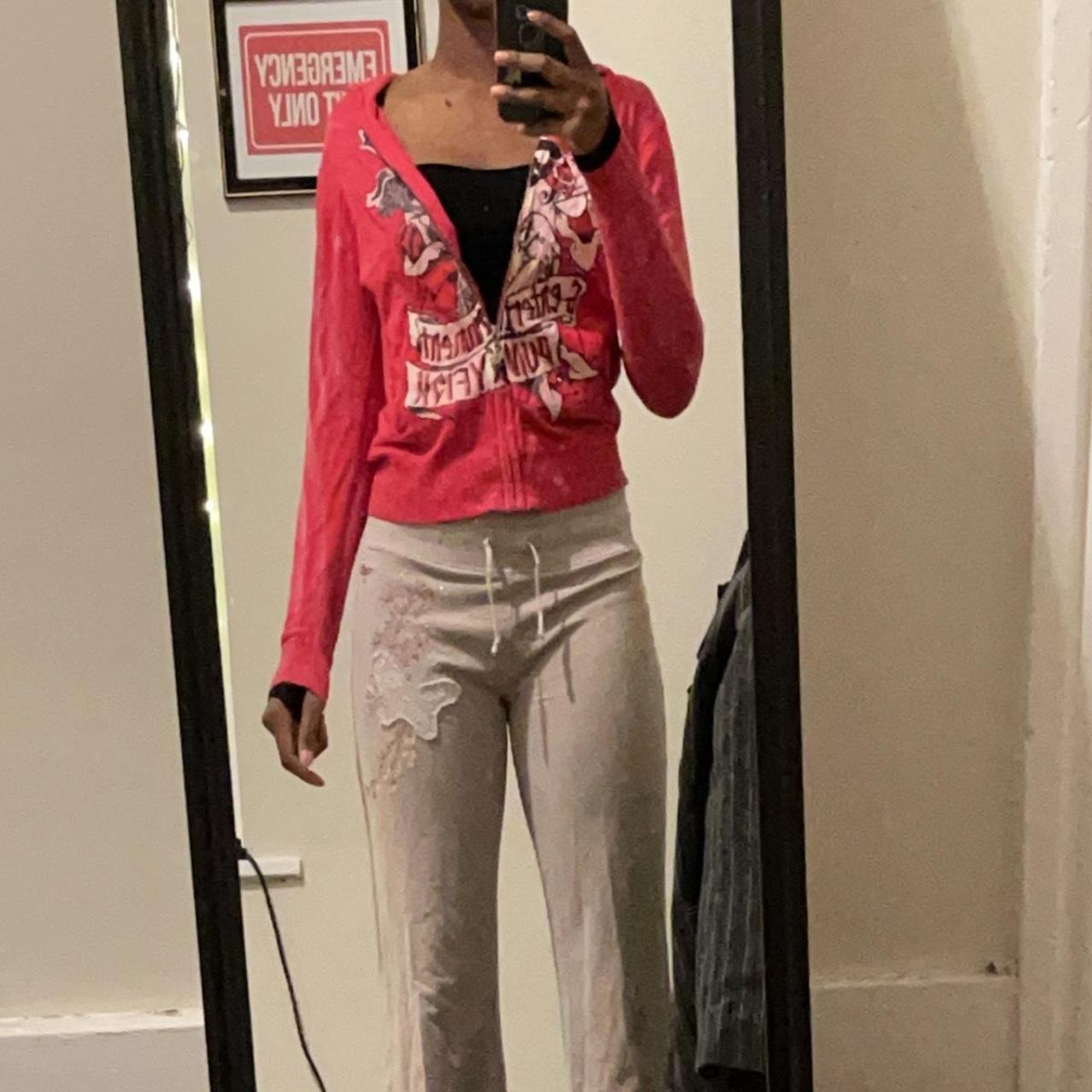 Gorgeous vintage y2k punky fish pink zip up... - Depop