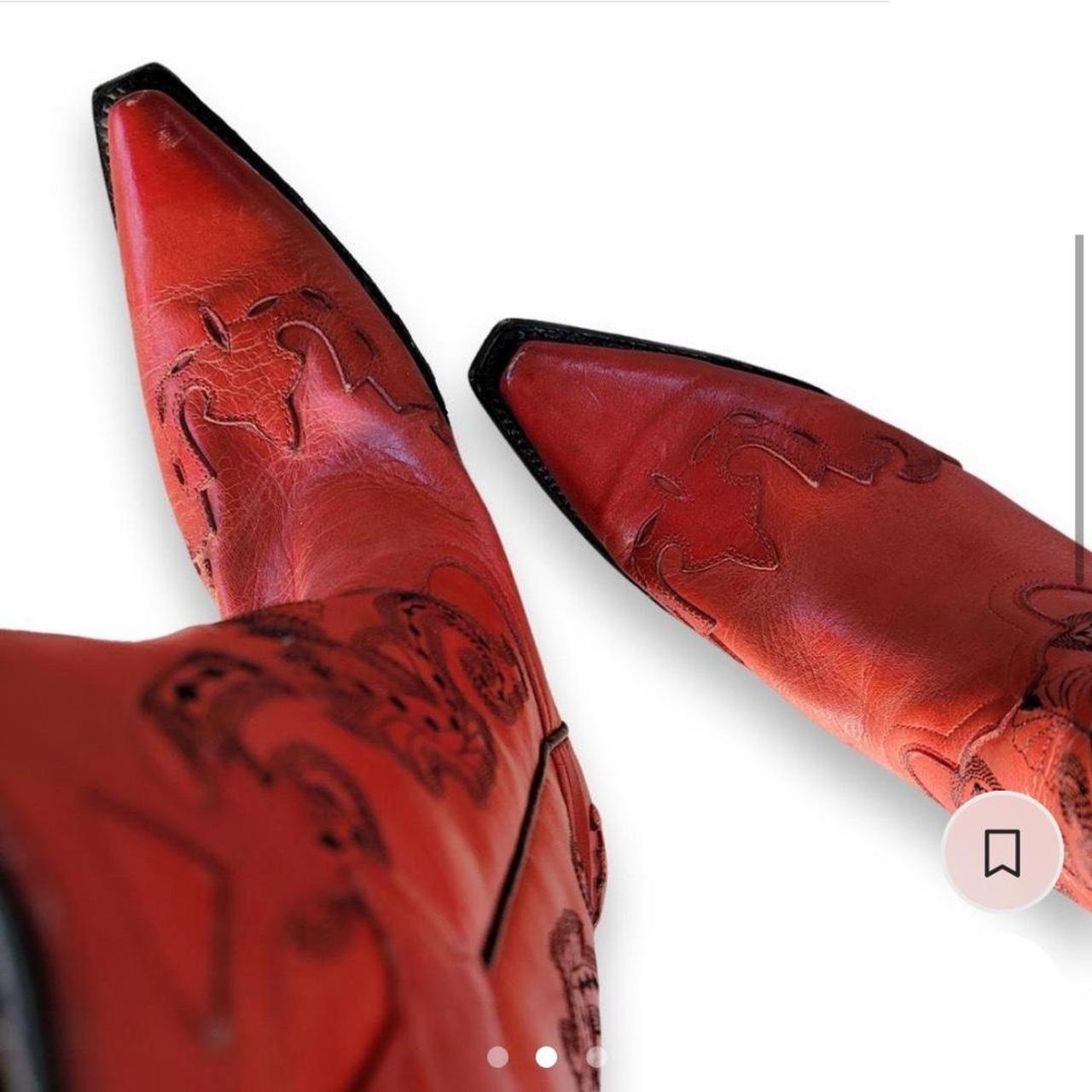 Genuine leather red cowboy boots Size 7.5 women... - Depop