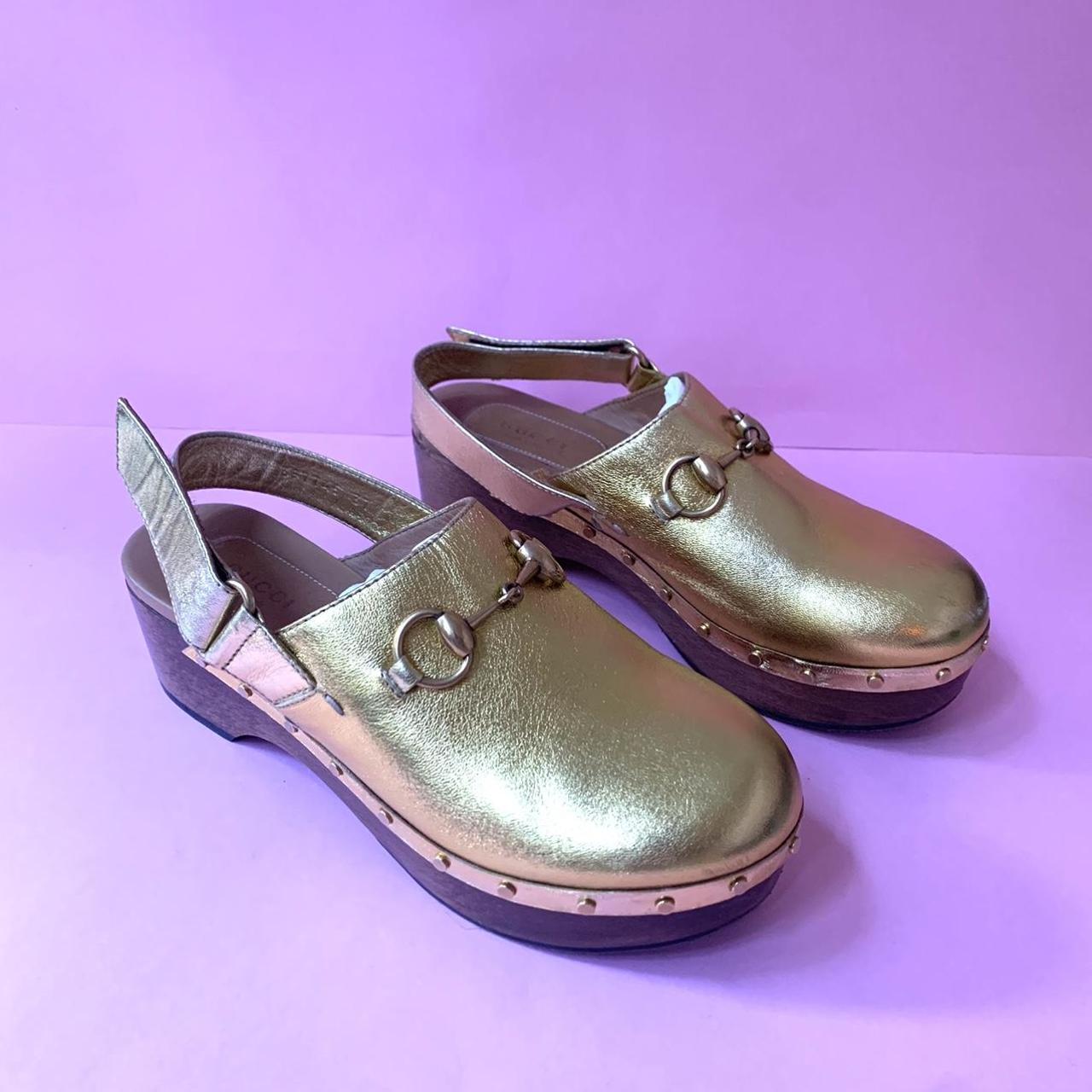 AMAZING Gold Gucci mule clogs 💖 few scuffs see... - Depop