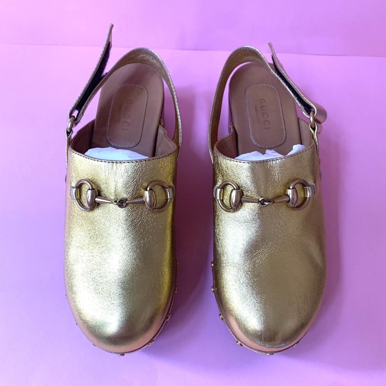 AMAZING Gold Gucci mule clogs 💖 few scuffs see... - Depop