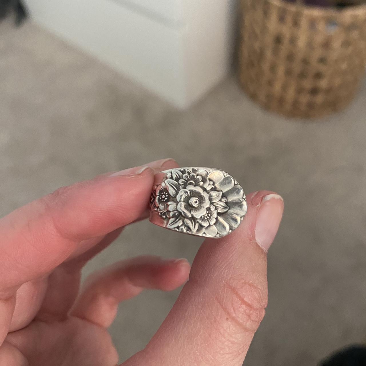 Sterling silver spoon ring size 4 I believe? - Depop