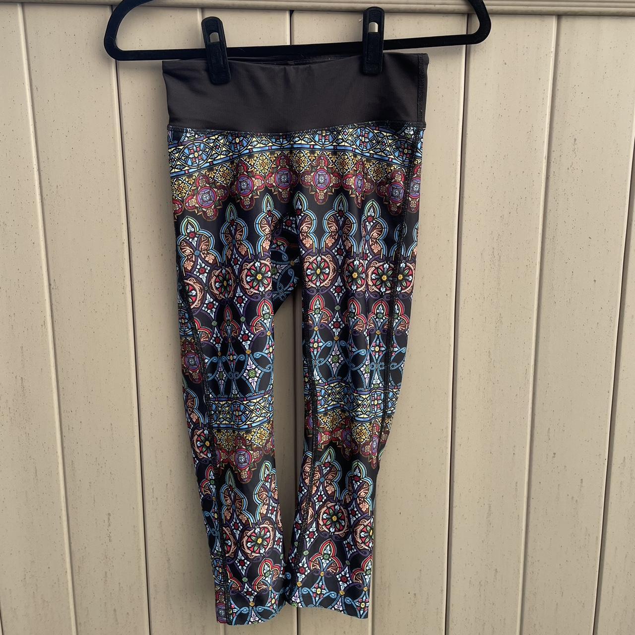 Stained glass-printed cropped workout pants. Such a... - Depop