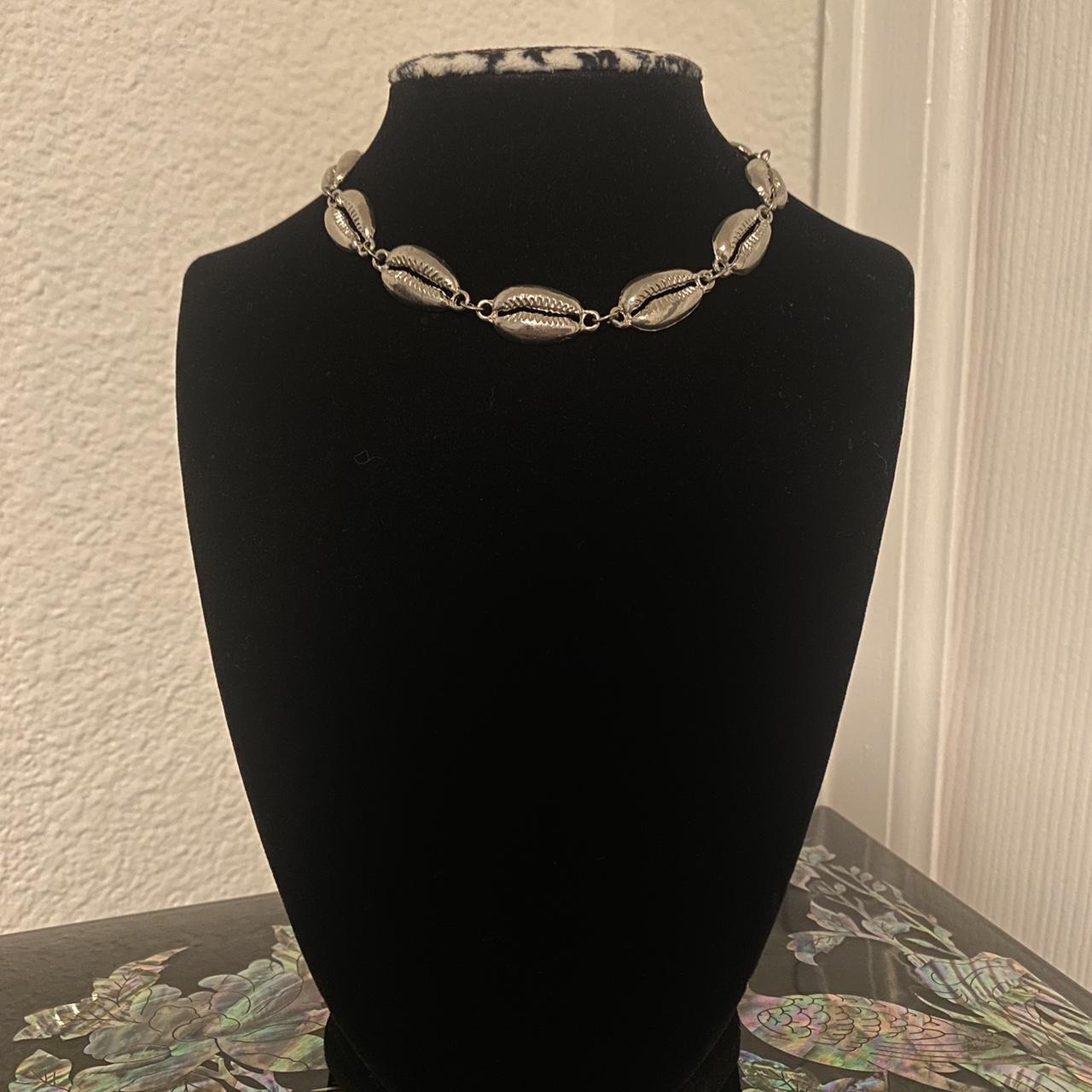 Silver puka shell choker necklace never worn Was a... - Depop