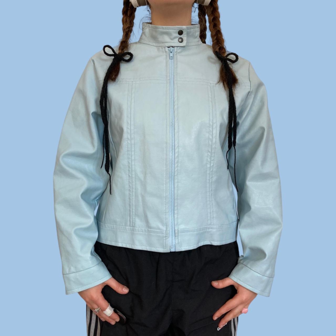 VINTAGE Y2K ZIP UP JACKET BABY BLUE cute jacket... - Depop