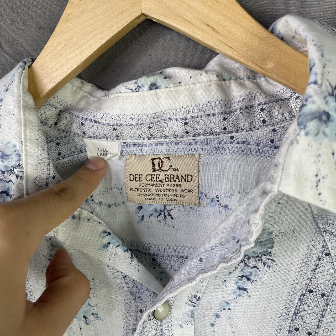 Vintage 70s Dee Cee Brand Floral Pearl Snap Button... - Depop