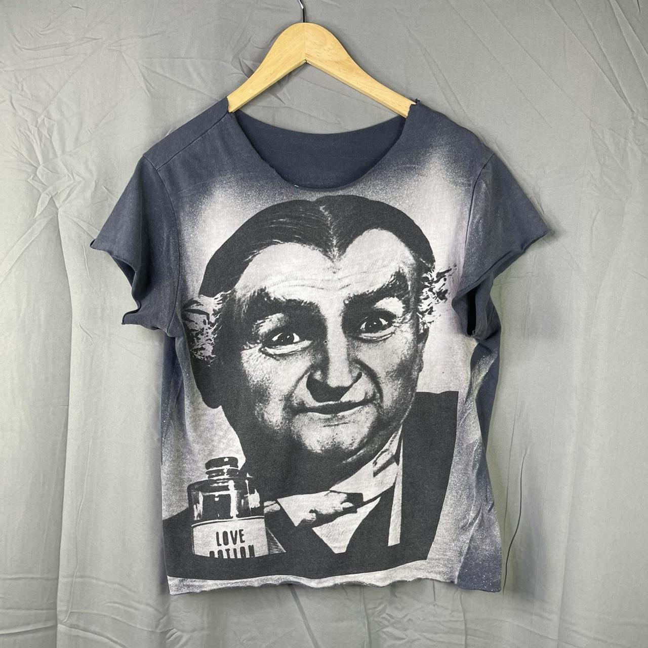 Vintage 80s Vampire Big Face Print Chopped T... - Depop