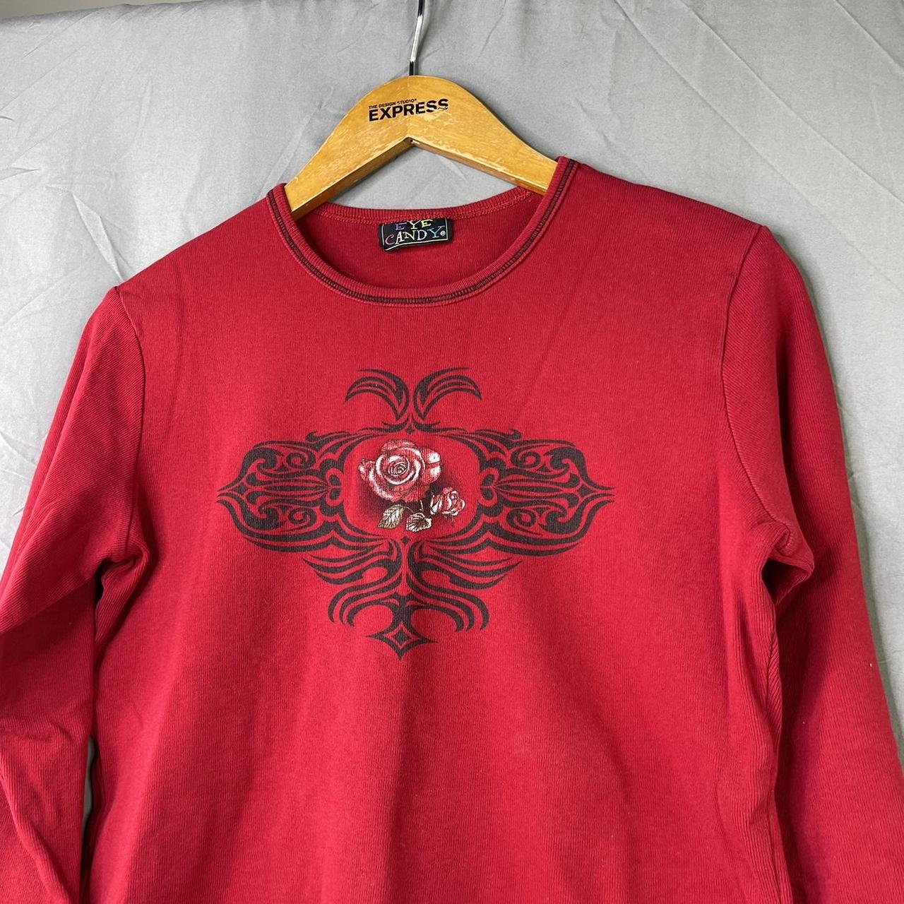 Vintage y2K Rose and Tribal Design Cropped... - Depop