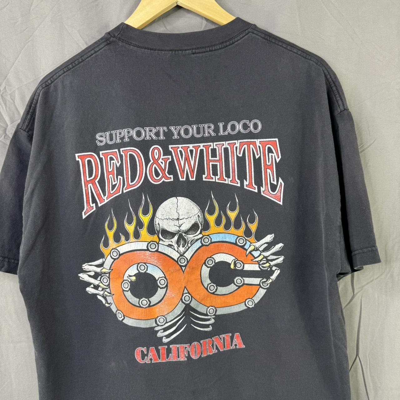 Vintage 2000s Hells Angels Red and White Biker Club... | Depop