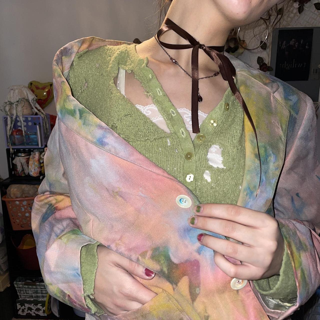 Vintage green fuzzy zombie moss fairy sweater Ultra... - Depop