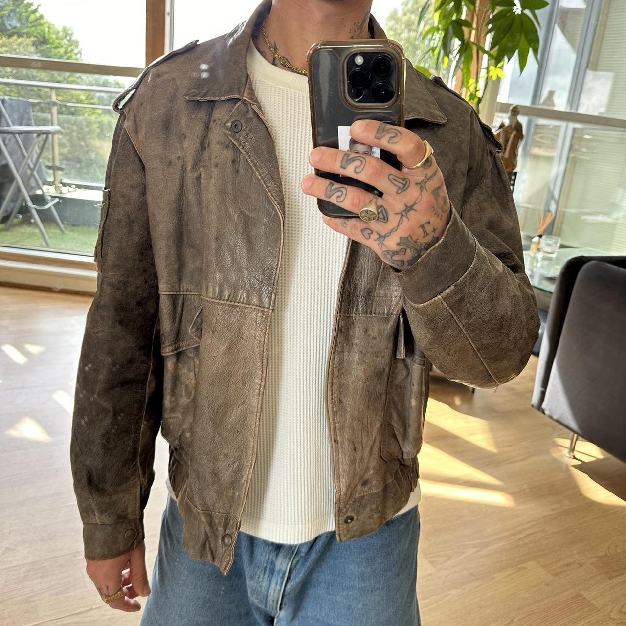 Vintage leather jacket Wash is insane. Fit and... - Depop