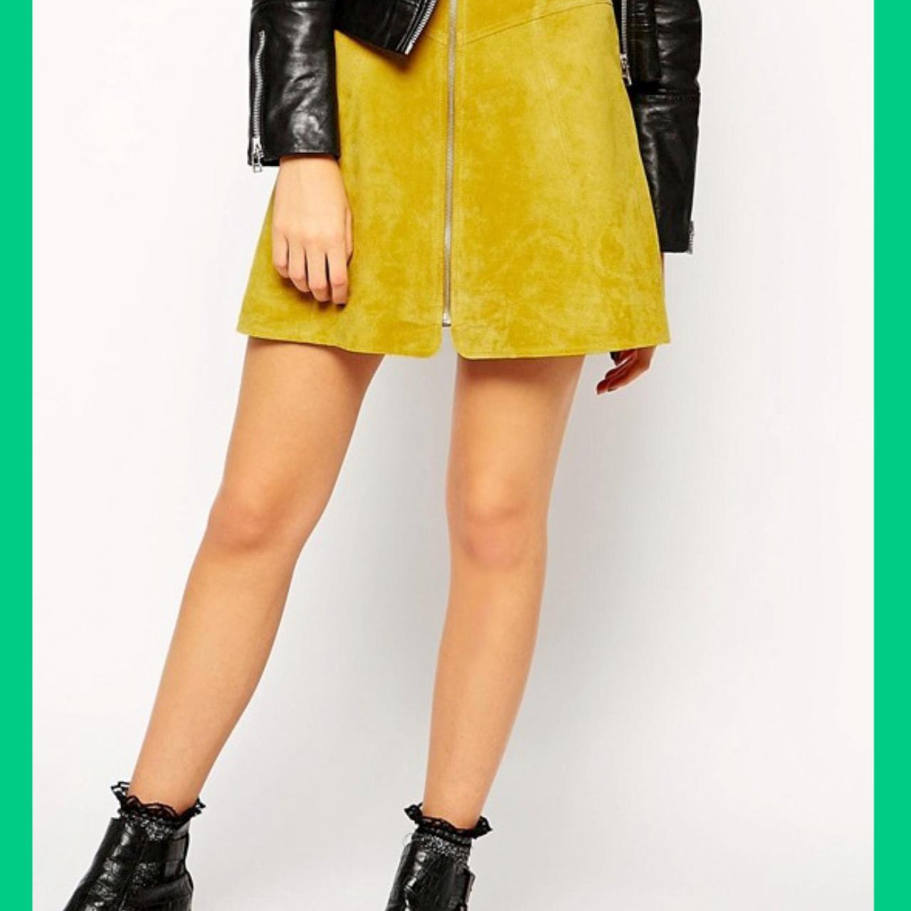 New real leather suede mini skirt by asos XS-S very... - Depop