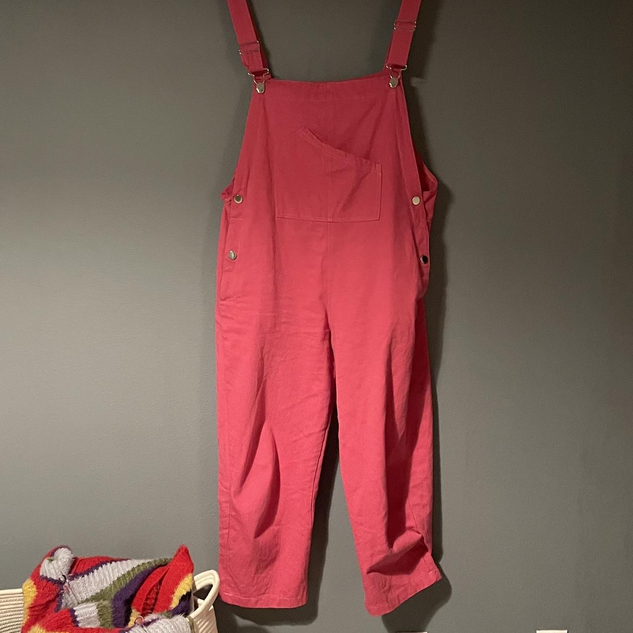 Preppy indie Pink cotton overalls/ jumpsuit loose... - Depop