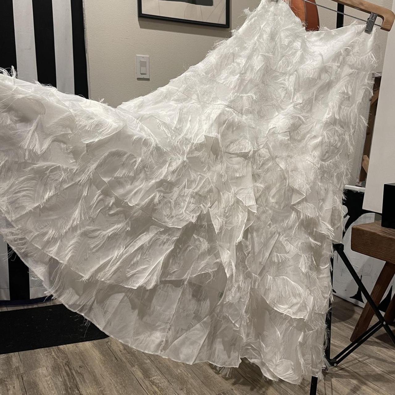 Fairy goth white feather flurry maxi midi skirt... | Depop