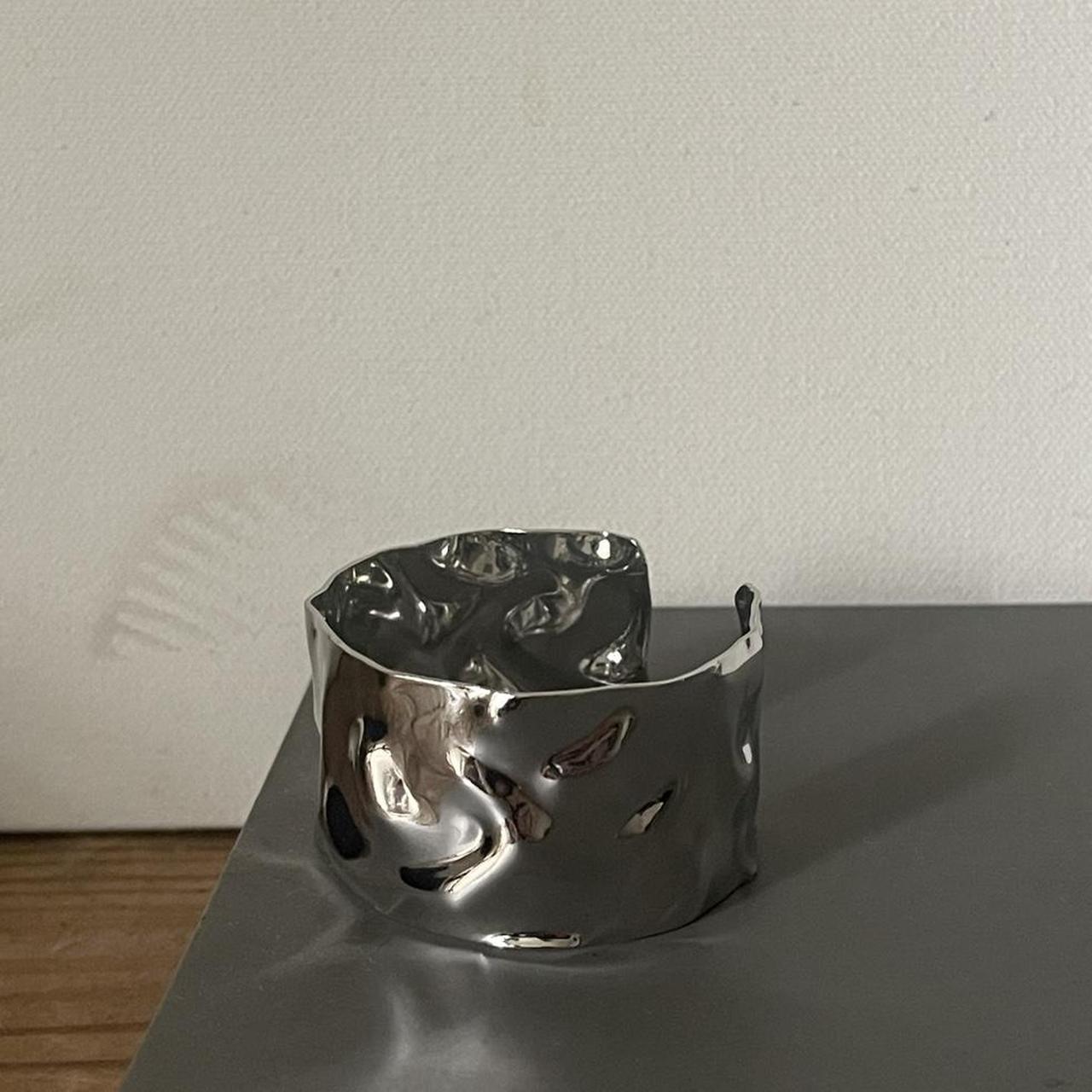 Untested silver goth bangle cuff bracelet - Depop