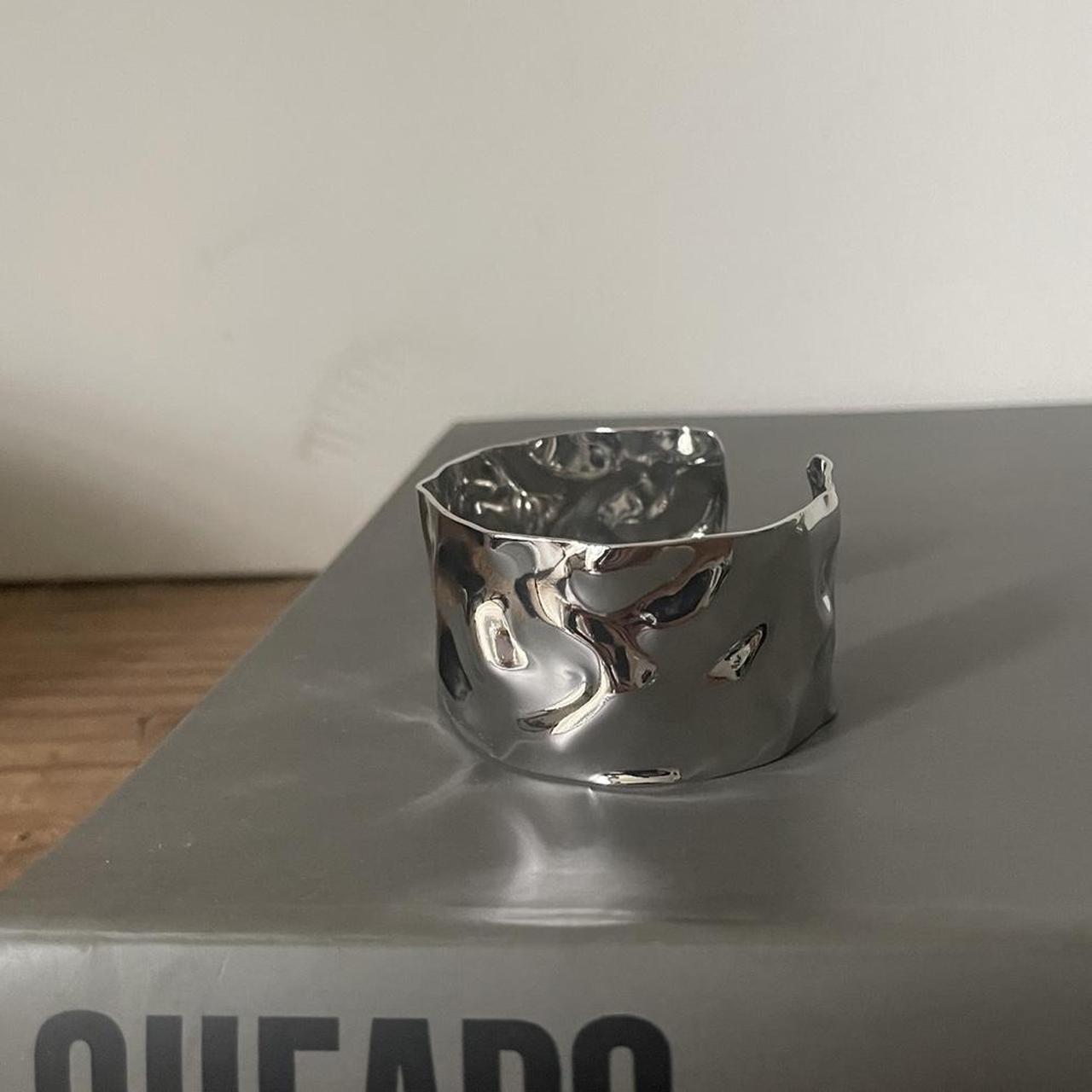 Untested silver goth bangle cuff bracelet - Depop
