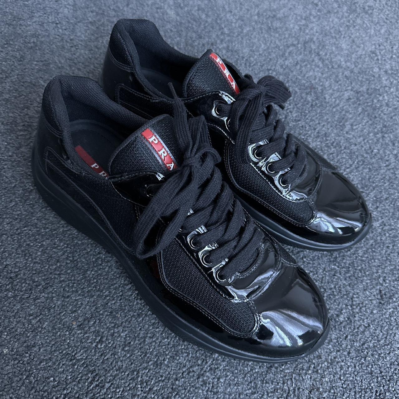 Prada Cups patent black Worn once, basically new... - Depop