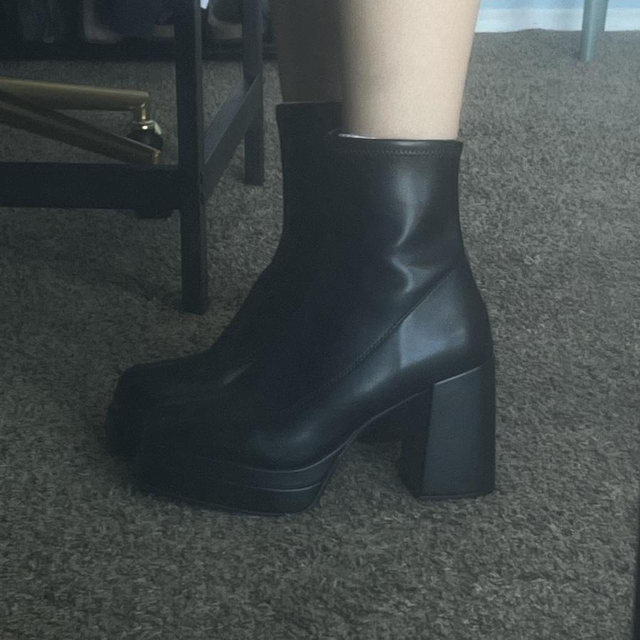 Black Wild Fable chunky heeled boots! Size 10... - Depop