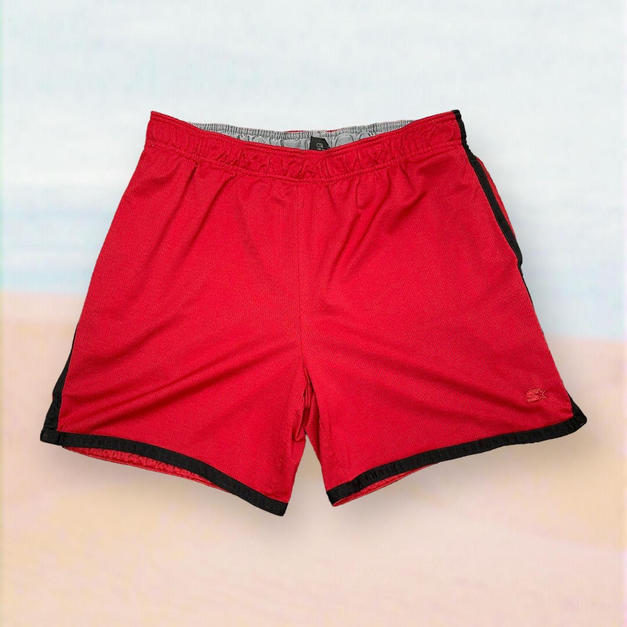 Vintage Starter Shorts L Men's W34-40 Red Black Mesh... - Depop