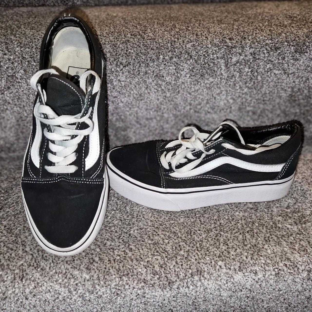 Black & white chunky sole vans. Worn a handful of... - Depop