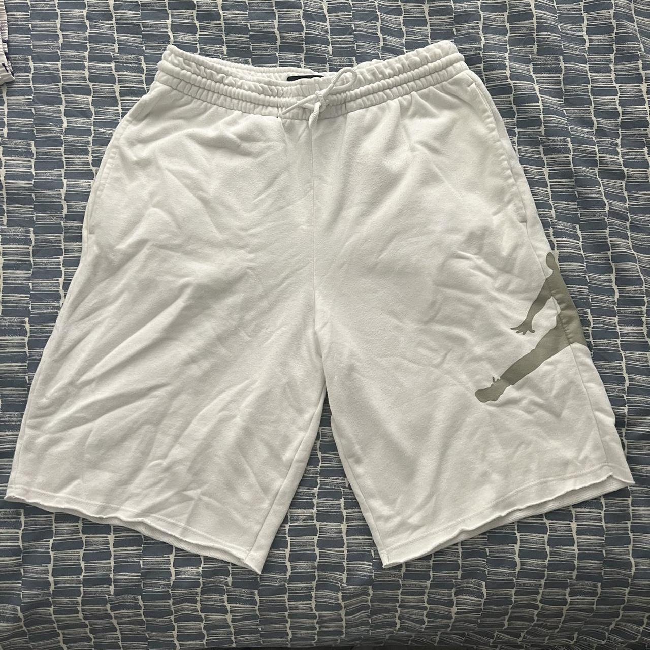 White Nike Air Jordan logo cotton shorts. Says size... - Depop