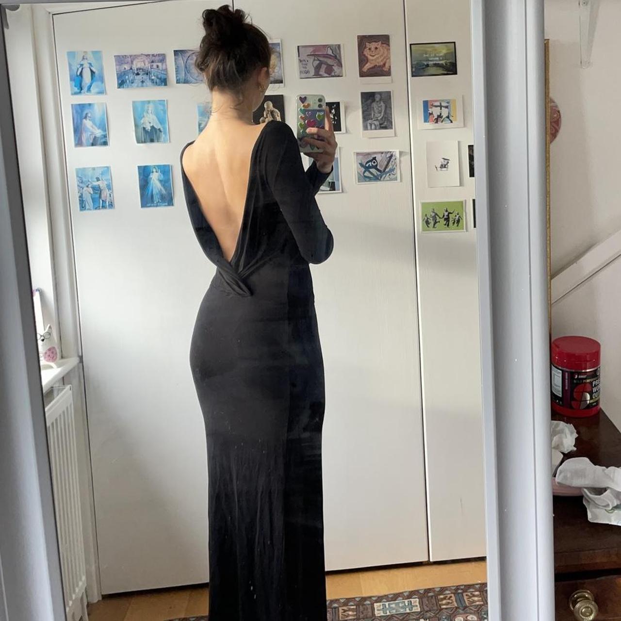 Asos backless black dress super comfy message for... - Depop