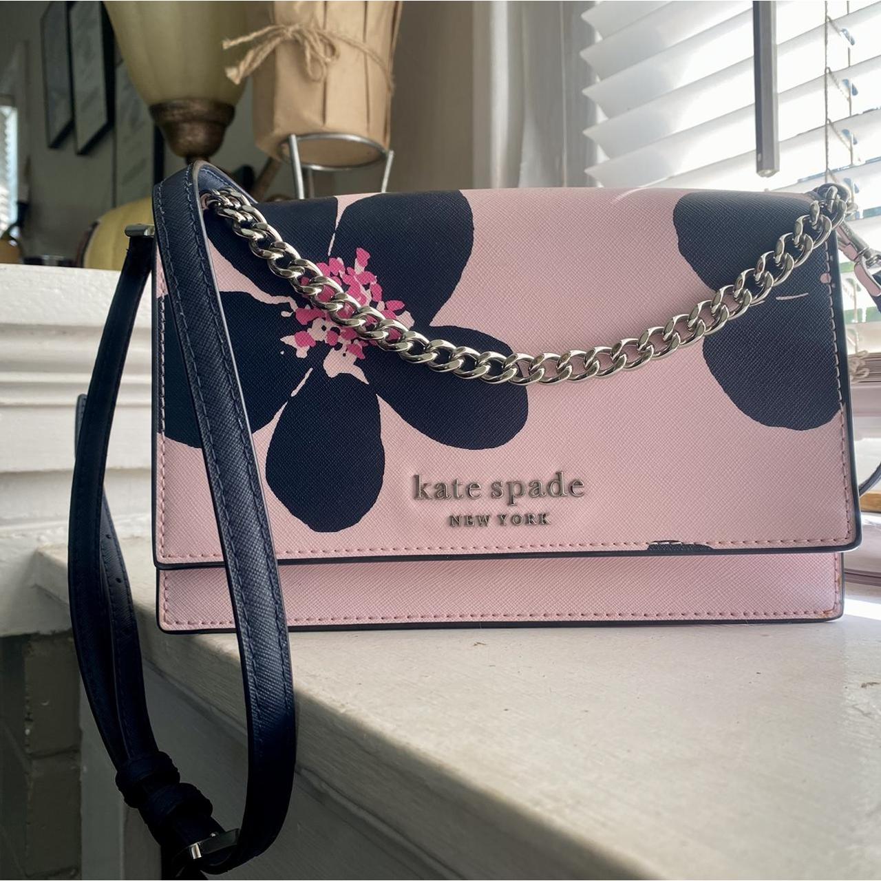 Kate Spade Light Pink Dark Blue crossbody Lightly... - Depop