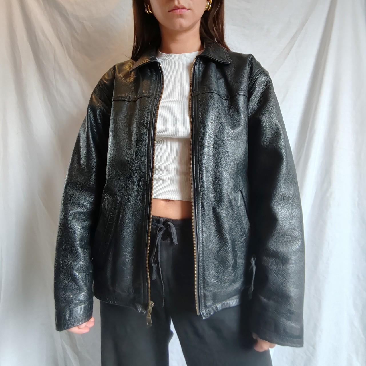 Vintage 90s real leather matrix bomber jacket Super... - Depop